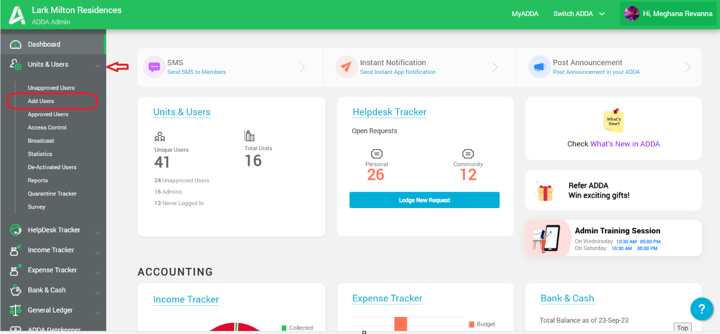 How can Admin add users to ADDA?