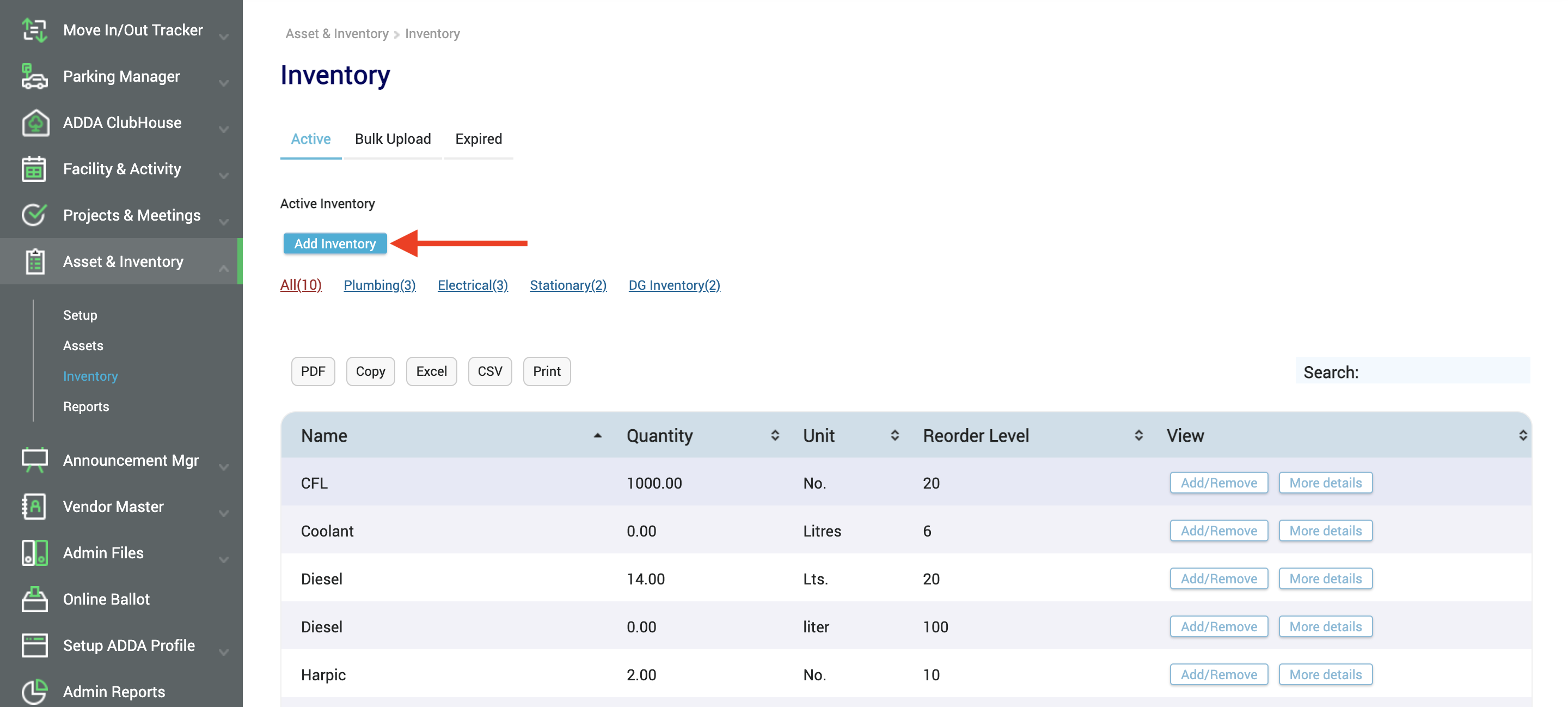 How to add and categorize inventories?