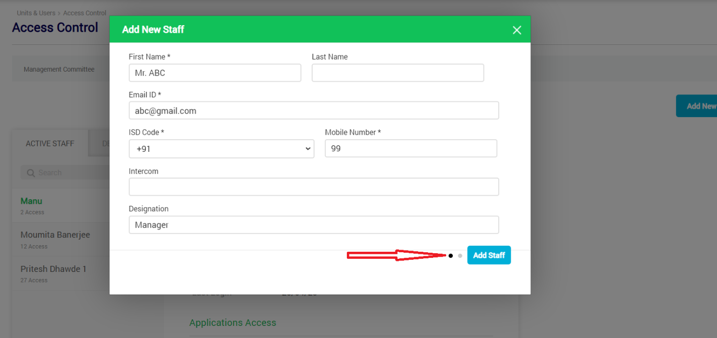 How to add an Office Staff and give module access?