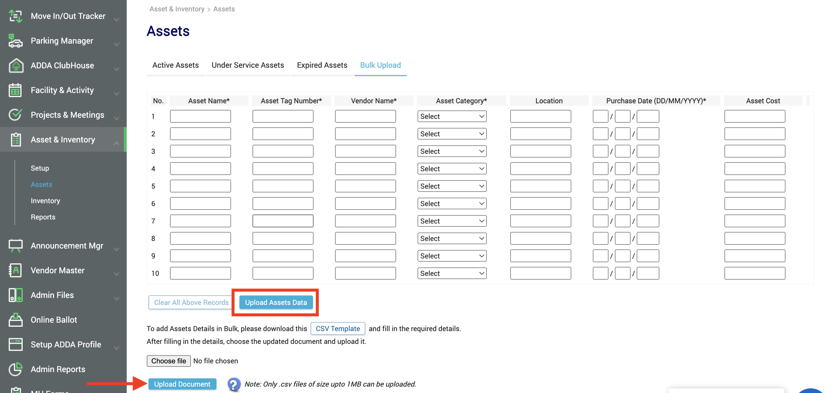 How to upload Assets in bulk?