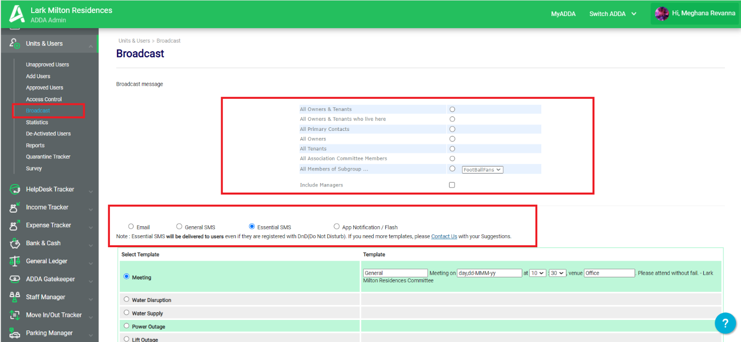 How to communicate/broadcast with the users?